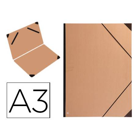 Carpeta marca Clairefontaine tamaño Din A3 marron kraft gomas (78607)
