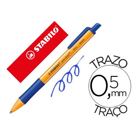 Boligrafo Stabilo Pointball azul 0,5 mm (72020) - Materialescolar.es