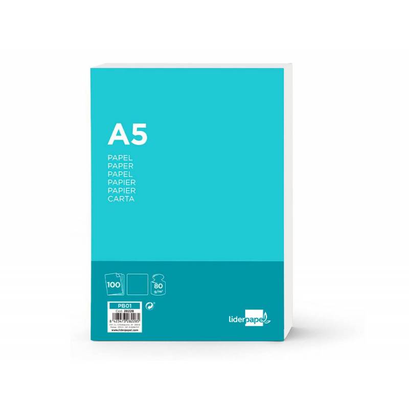Papel de escritura Din A5 Liderpapel 80 g/m2 100 hojas tamaño medio (28228)