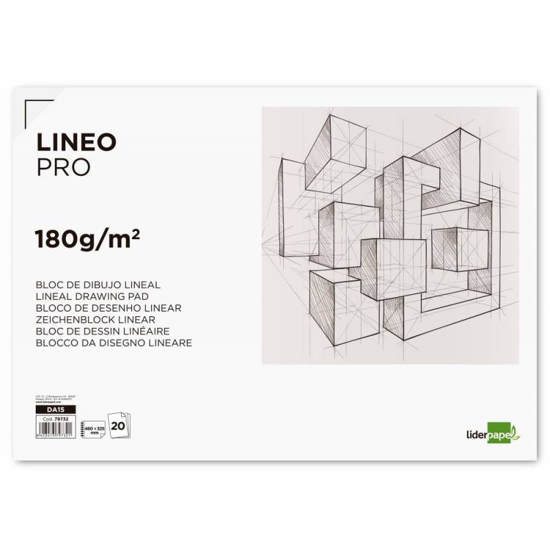 Bloc Dibujo lineal A3 Liderpapel 20 hojas con recuadro (79732)