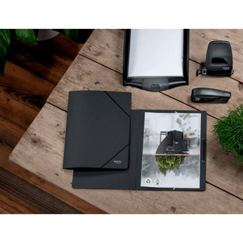 CARPETA LEITZ RECYCLE GOMAS DIN A4 CARTON RECICLABE 100% NEGRO (163195)