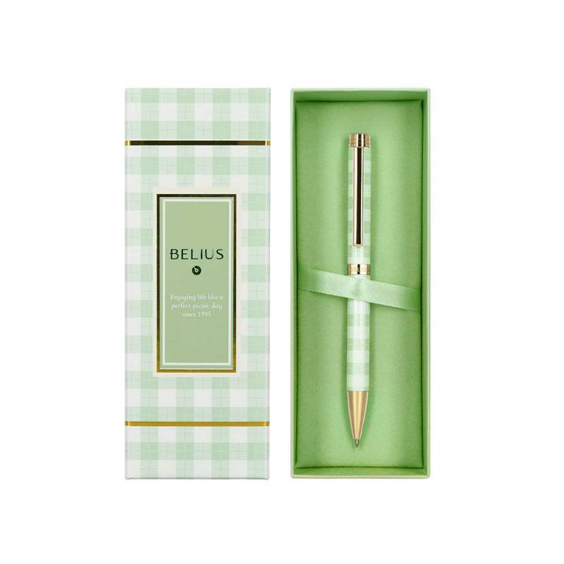 BOLIGRAFO BELIUS PICNIC ALUMINIO COLOR VERDE DORADO TINTA COLOR (171494)