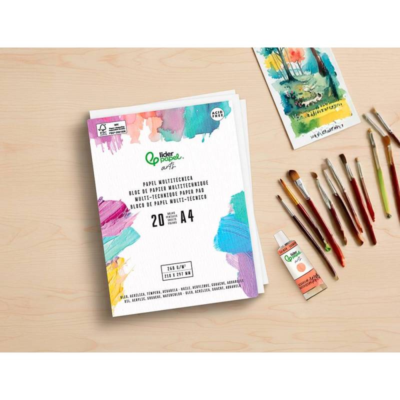 BLOC PAPEL MULTITECNICA LIDERPAPEL DIN A4 PARA ACRILICO OLEO Y (173109)